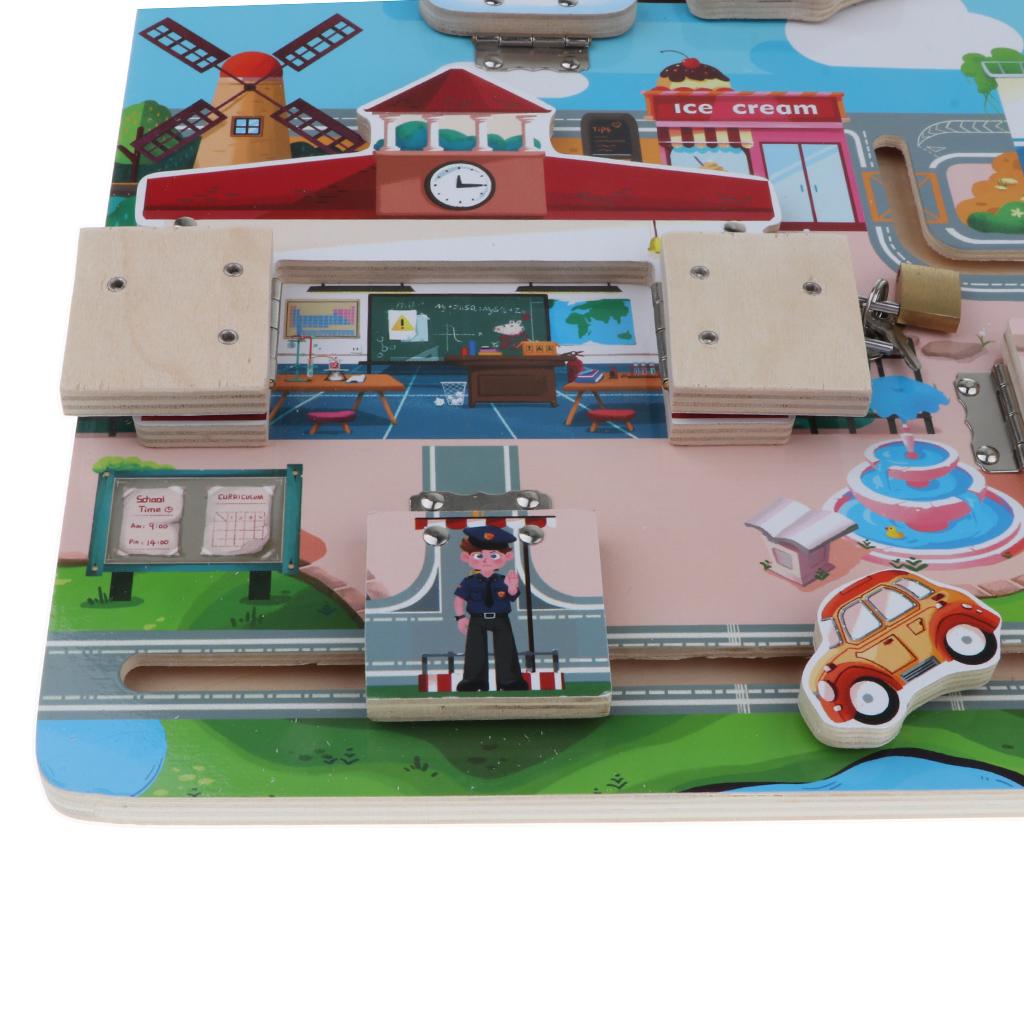 Buy Kids Open Locks Latch Board Puzzle Wooden Educational Toy Urban ...
