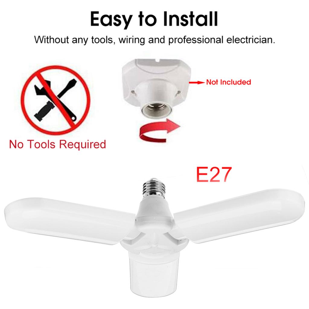 45W E27 Fan Blade LED Light Bulb LED Folding Garage Lamp AC85-265V/165 ...