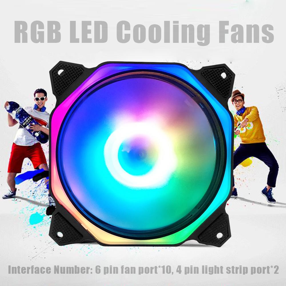 Buy COOLMOON RGB 120mm Double Aura Silent PC Case Cooler Fan w/Remote ...