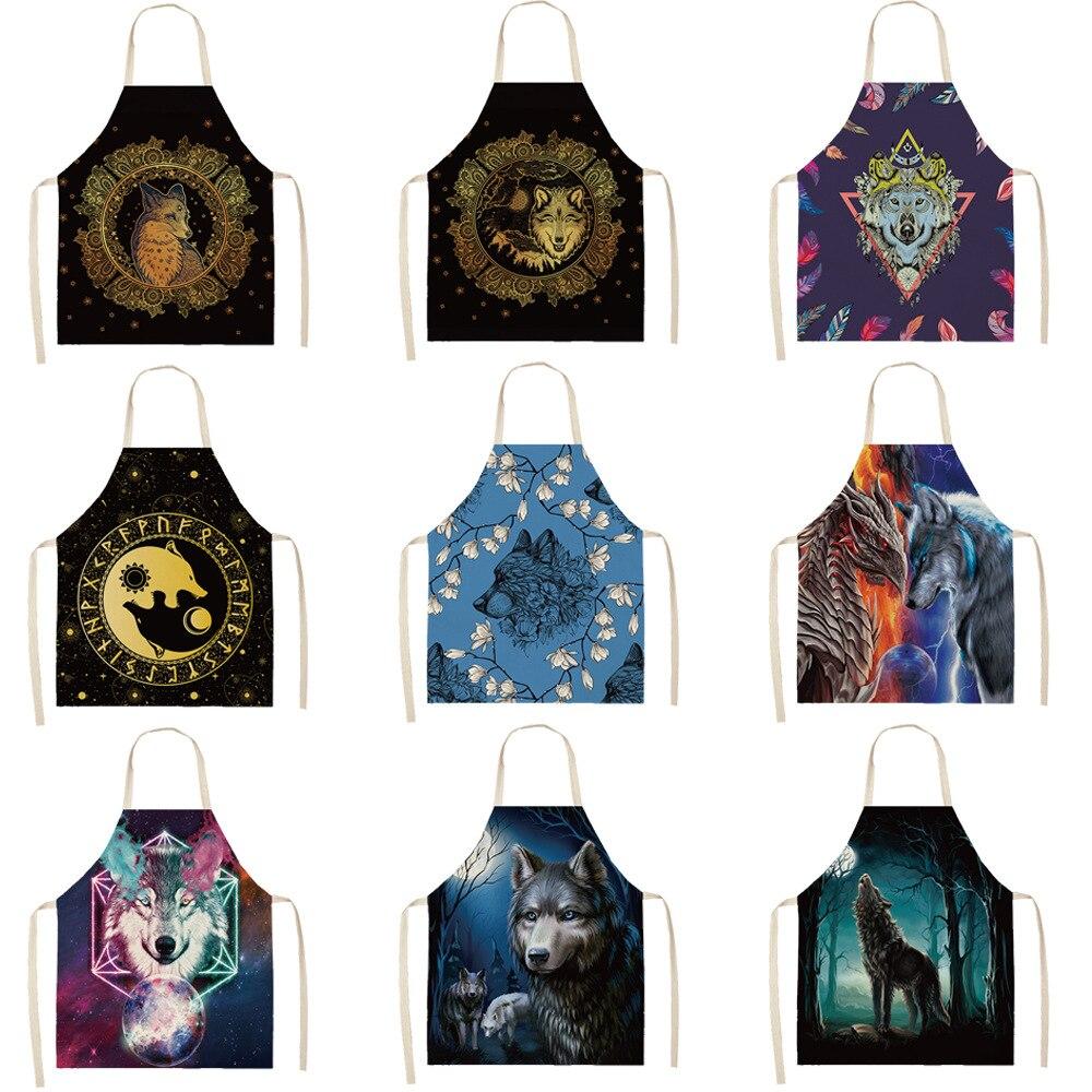 💰Köp billigt online Wolf Printed Women Men Kitchen Aprons Waterproof ...