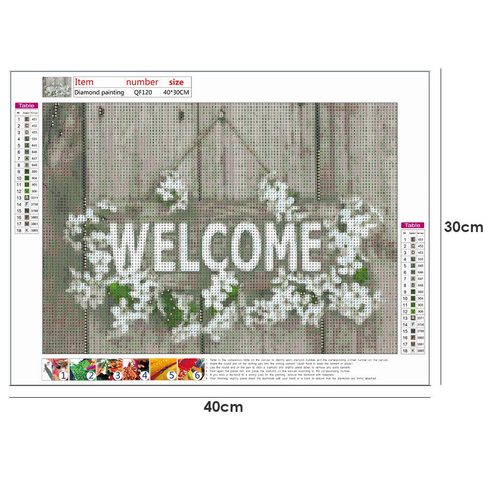 Buy 5D DIY Full Drill Diamond Painting Welcome Embroidery Mosaic Kit ...