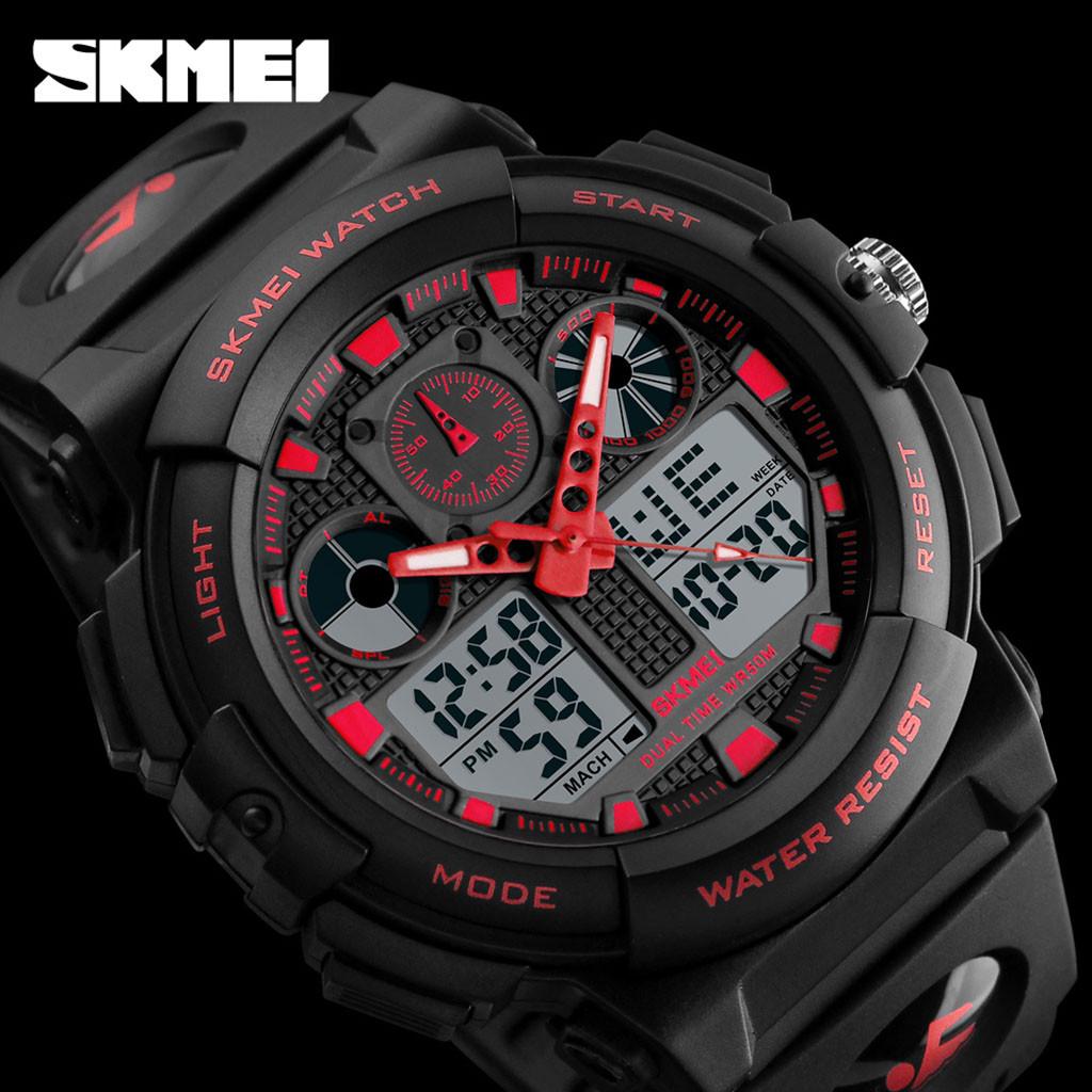 SKMEI Men LED Large Dial Digital Waterproof Alarm Calendar Sport Watch ...
