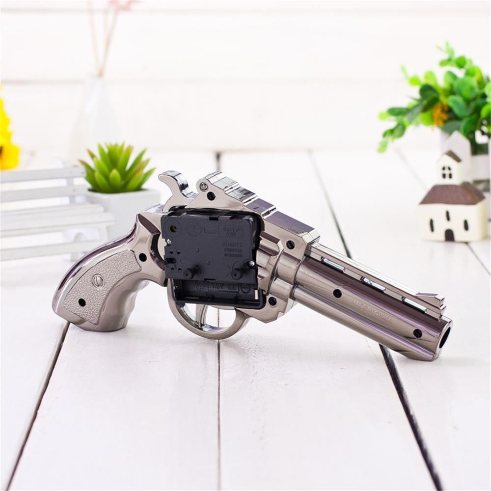 Buy Retro Revolver Analog Quartz Alarm Clock Pistol Model Gun Shape ...