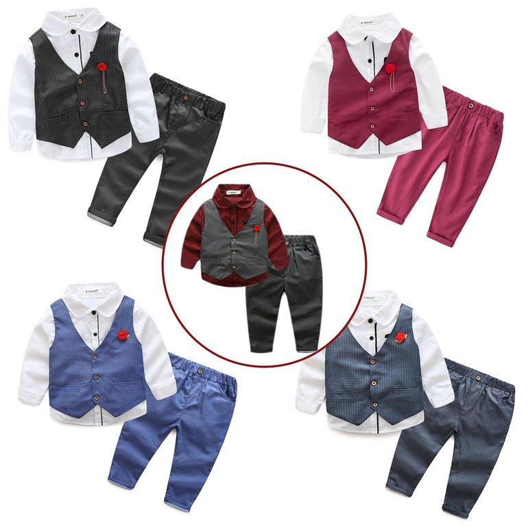 Buy Zao Ren Jduhf Little Boys Long Sleeved Shirt Vest & Pants Clothing ...