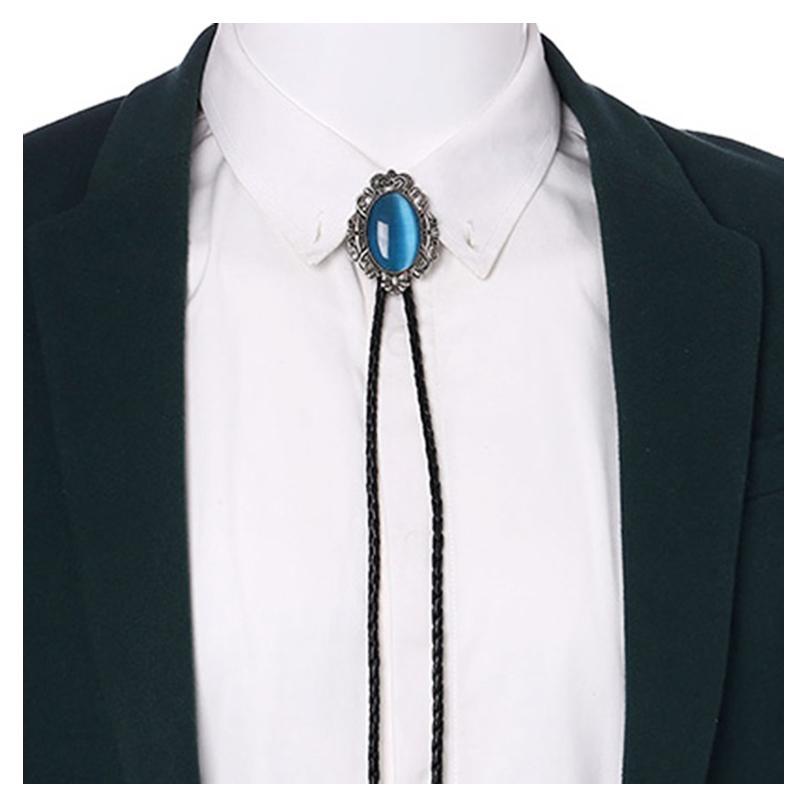 Buy Black Stone Western Cowboy Obsidian Bolo Ties Rodeo Bootlace Tie ...