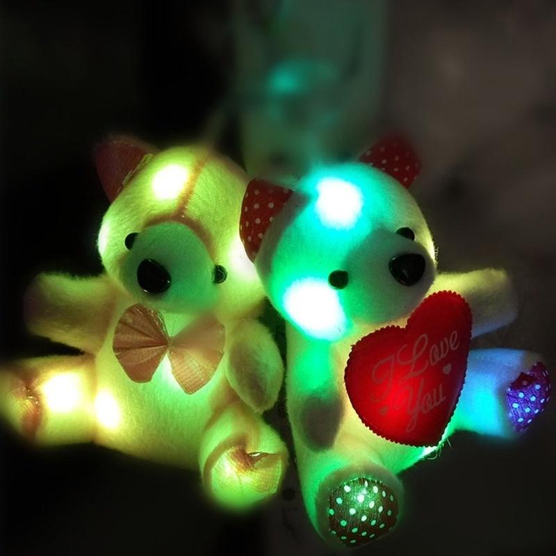 Buy New Light Up 12CM Colorful Glowing Teddy Bear Keyring Luminous ...