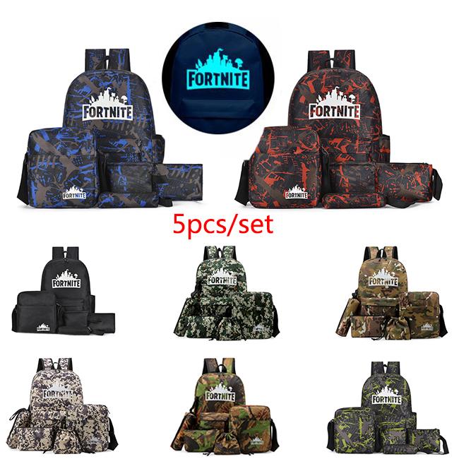 5pcs/set Fortnite Luminous Backpack for Teenagers Travel Schoolbag ...