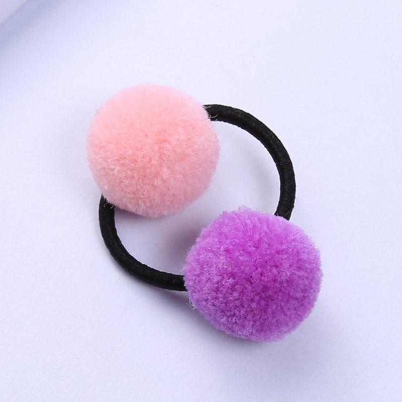 Buy Cute Little Girls' Pompom Hair Ties Double Pom Pom Elastic Hair ...