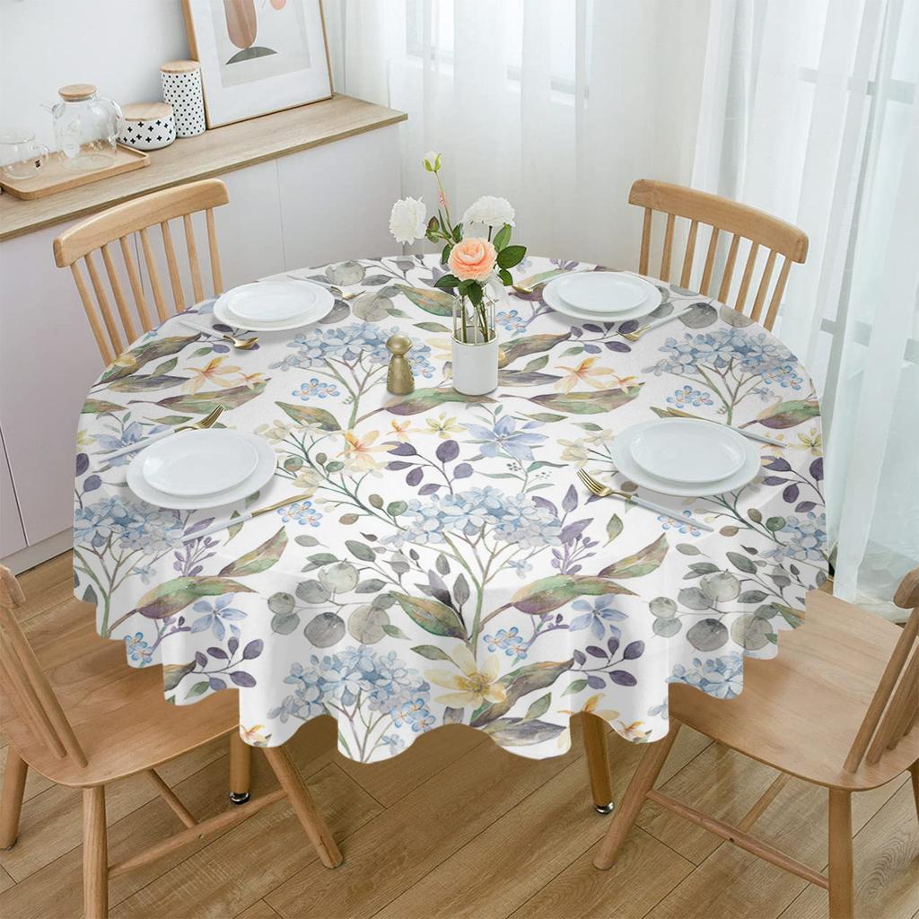 Cheap Spring Flowers Plants Hydrangeas Round Tablecloth Waterproof ...