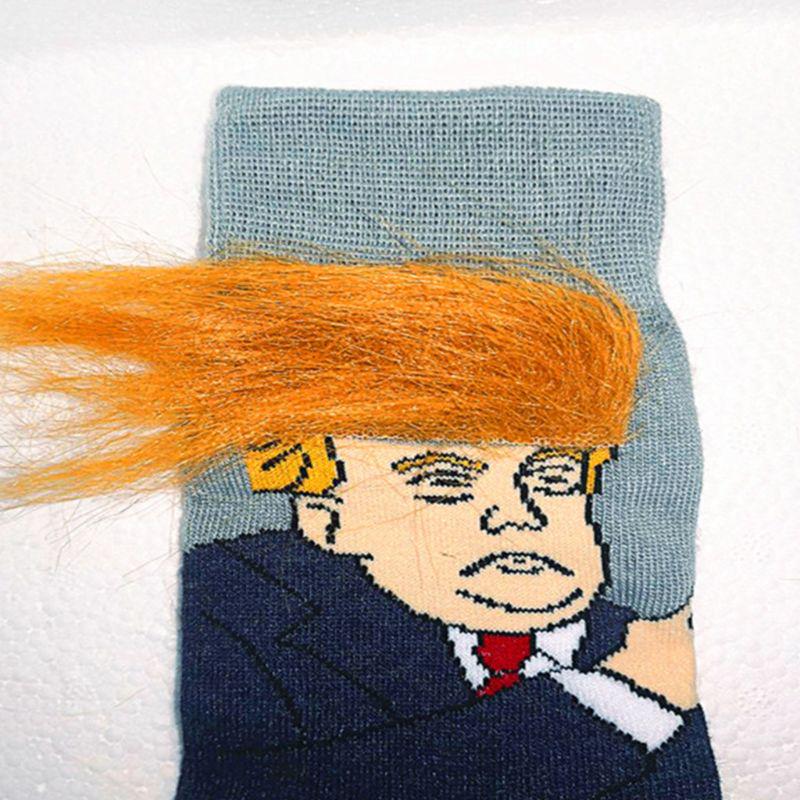 Buy Men Women Funny American President Messy Fake Hair Long Crew Socks ...
