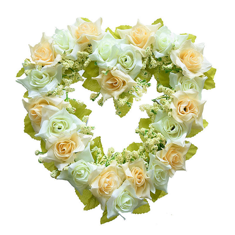Buy Heart Shaped Artificial Flower Wreath (white)22x21x3.5cm at ...