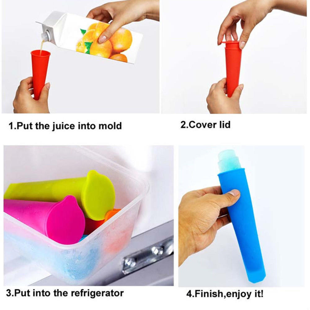 6x Silicone Push Up Frozen Stick Ice Cream Pop Yogurt Jelly Lolly Maker ...
