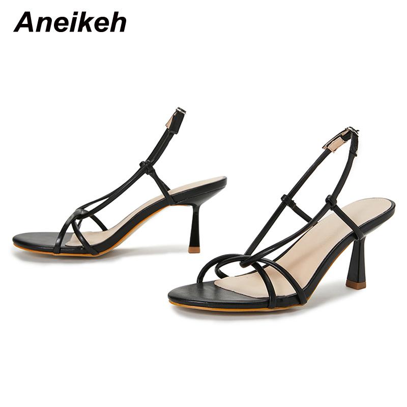 Cheap Aneikeh Concise Pumps Women Summer Open Toe Heels Fashion Narrow ...