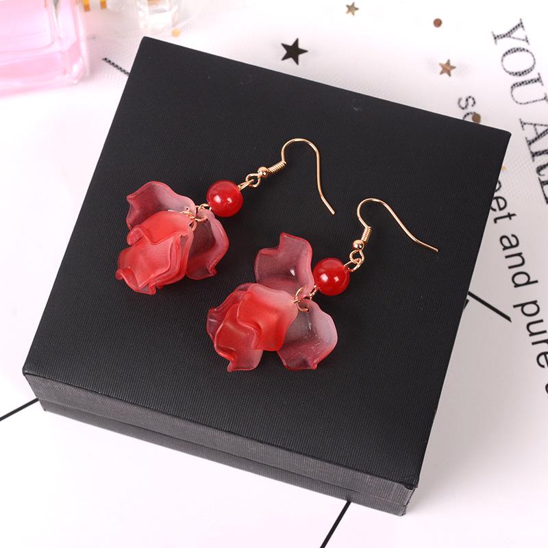 Buy Fashion Red Resin Flower Earrings Woman Jewelry at affordable ...