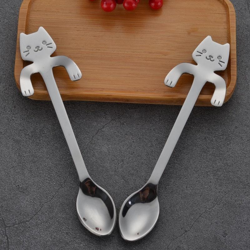 Buy Cat Spoon 304 Stainless Steel Ice Cream Cocktail Teaspoons Coffee ...