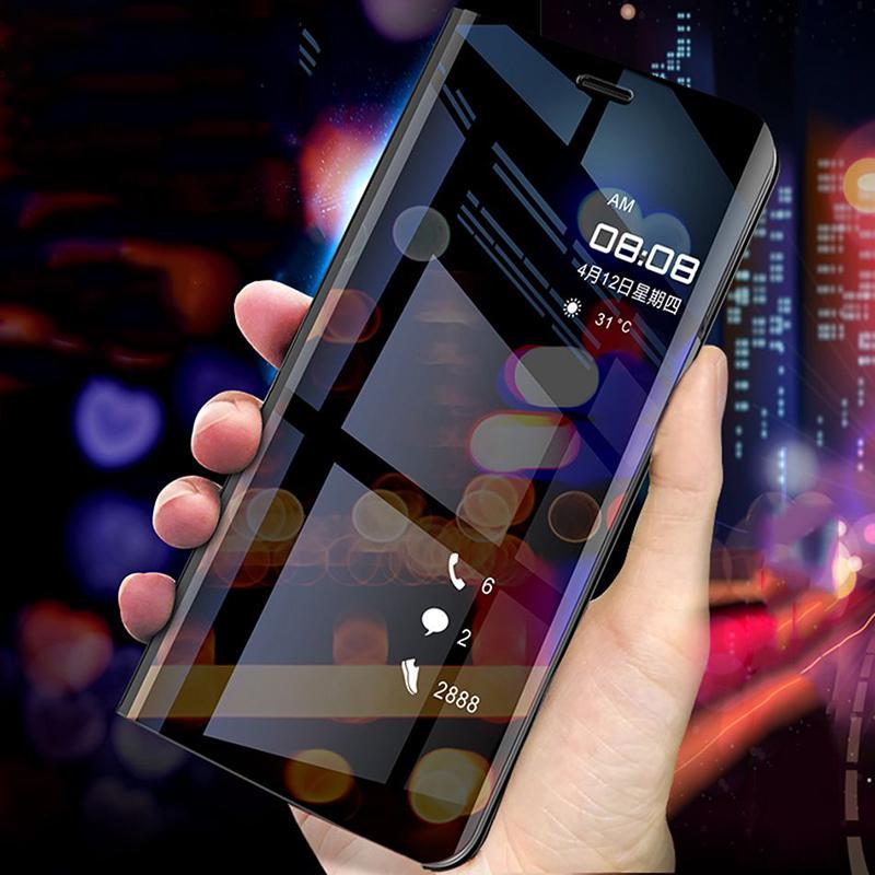 Buy Vertical Mirror Bracket Flip Anti-Fall Smart Phone Leather Case For ...