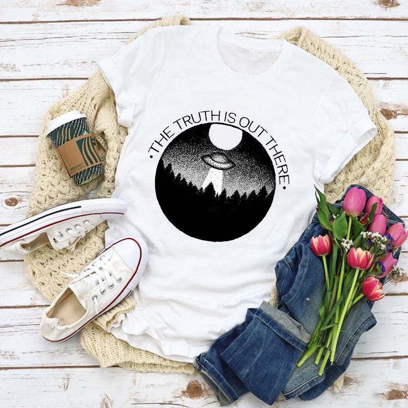 Buy Women Graphic Cartoon Alien Ufo Funny Cute Summer Kawaii T-Shirt ...