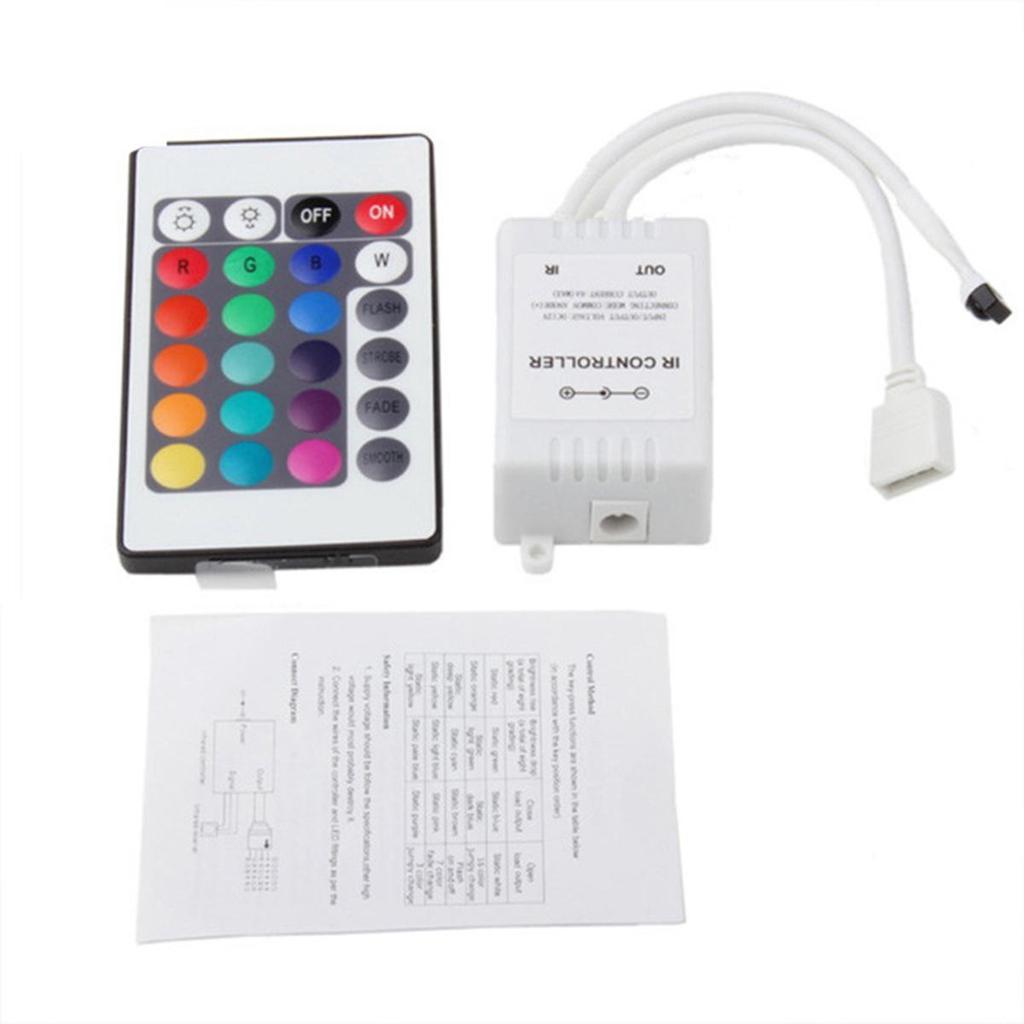 Buy DC12V-24V 6A rgb controller 24Key IR remote control for 5050 3528 ...