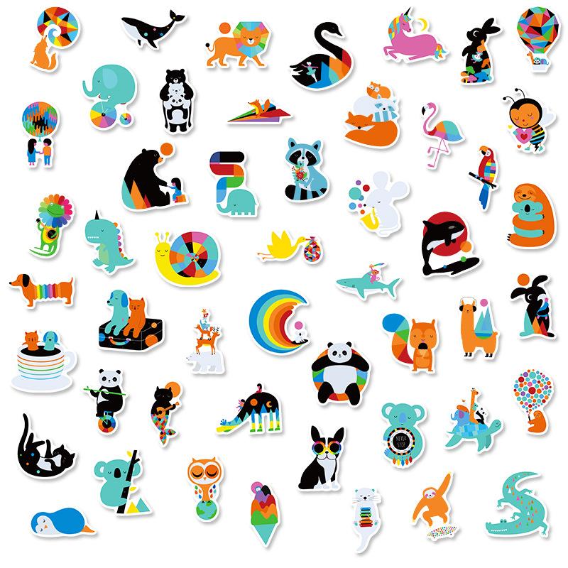 50pcs/set of Colorful Cartoon Style Cute Animal Pattern Repetitive ...