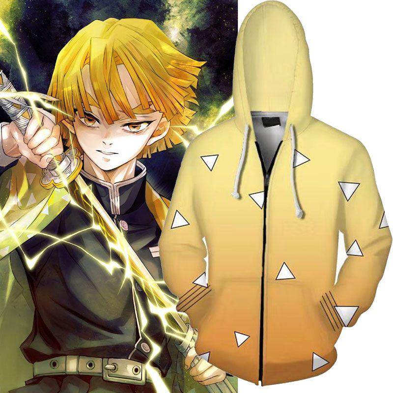 Demon Slayer Kimetsu No Yaiba Agatsuma Zenitsu Hoodie Cosplay ...