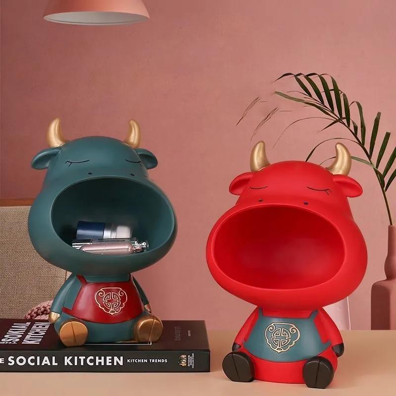 Buy Good Luck Cow Jewelry Key Storage Home Decor Mascot Ornaments Resin ...