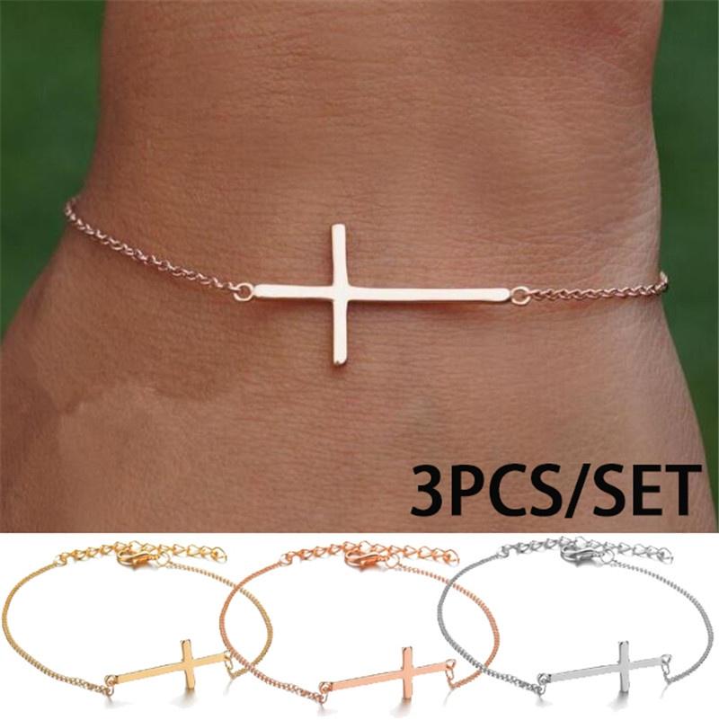 Buy 3 Pieces/Set Cross Chain Bracelet Fashion Jewelry at affordable ...