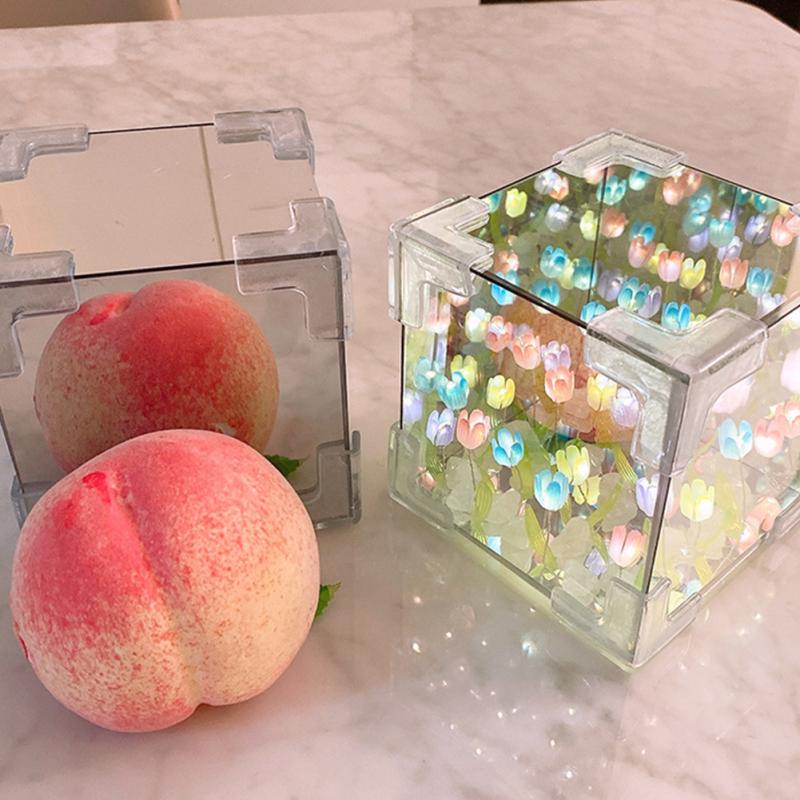 Cheap Tulip Lamp, DIY Tulip Flower Night Light, Handmade Square Mirror ...