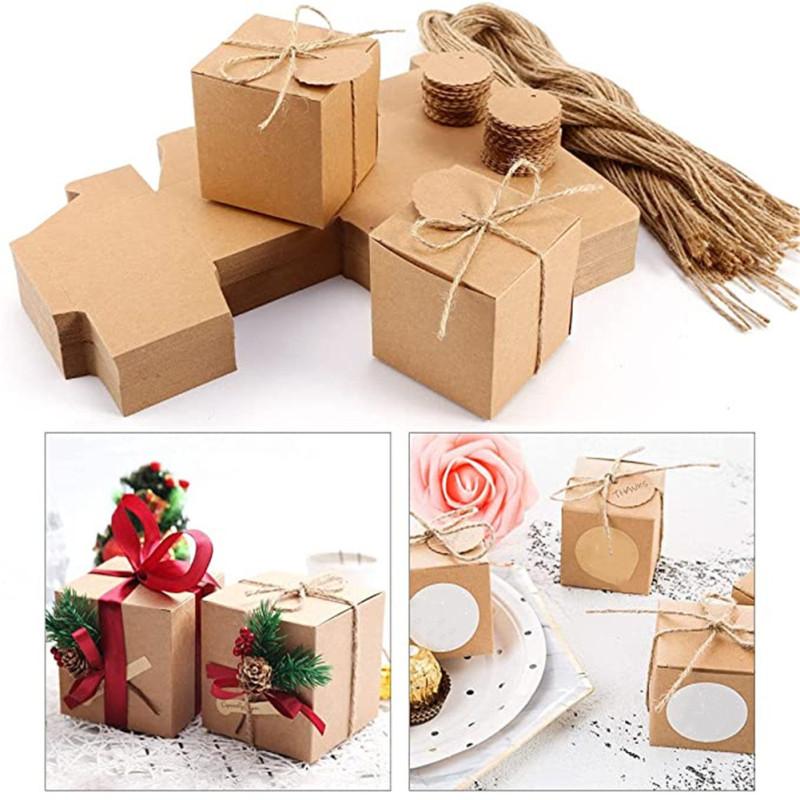 Cheap 50pcs Square Kraft Paper Gifts Box With Rope Diy Retro Style ...