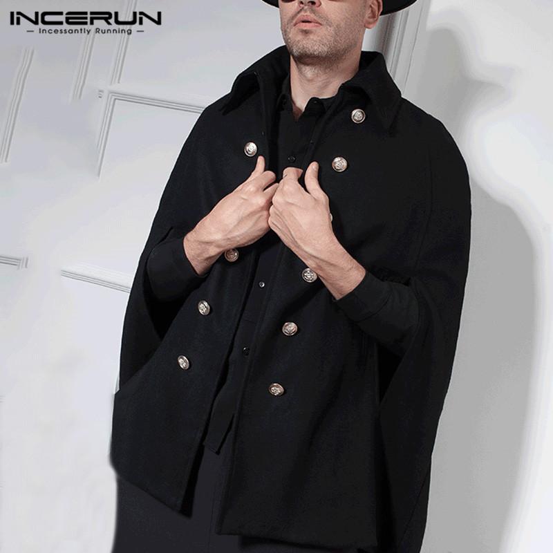 Buy INCERUN S-5XL Men Sleeveless Cloak Coat Double Breasted Jacket Cape ...