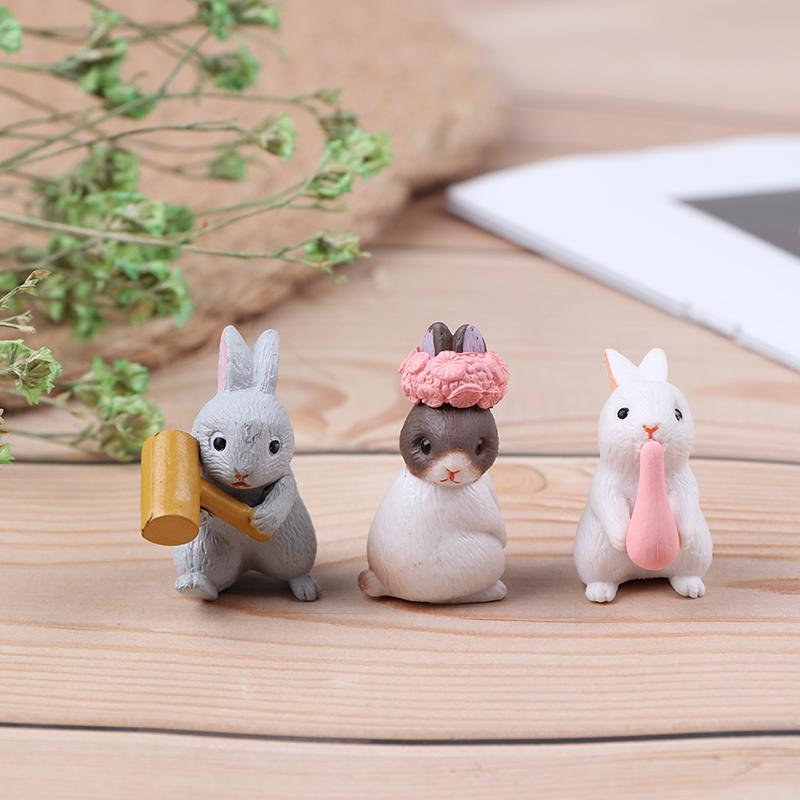 Buy 3Pc/Lot Cartoon Rabbit Action Figures Animal Model Family Miniature ...