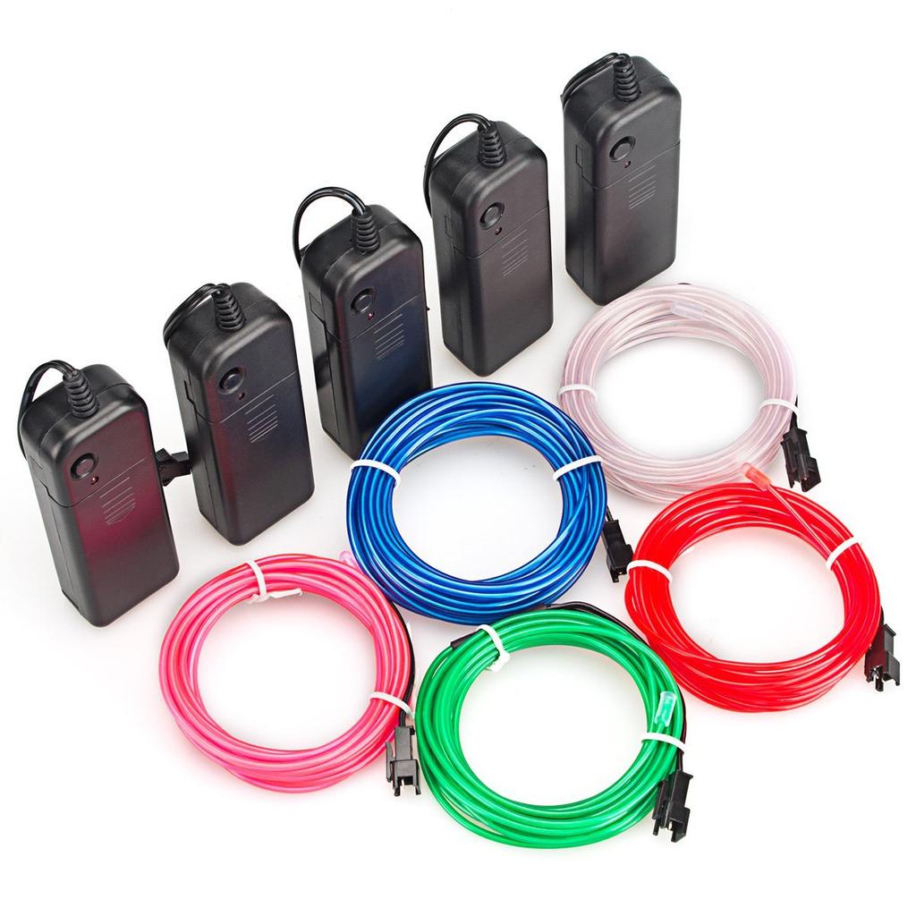 Glow EL Wire Cable LED Neon Christmas Dance Party DIY Costumes Clothing ...