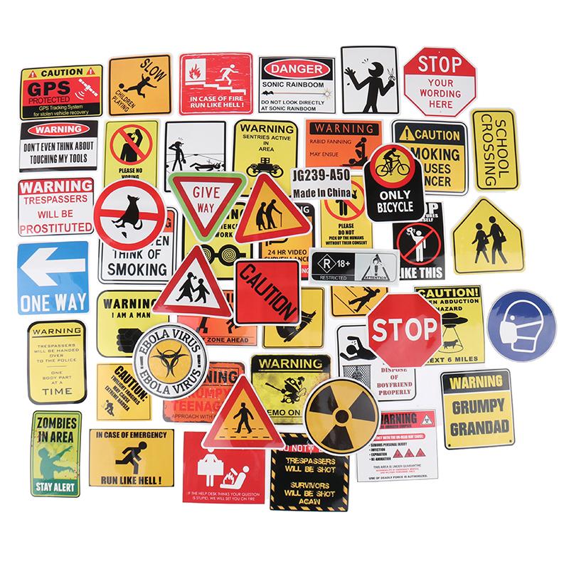 Buy 50Pcs Fun Warning Signs Stickers Luggage Motorcycle Scooter Pvc ...