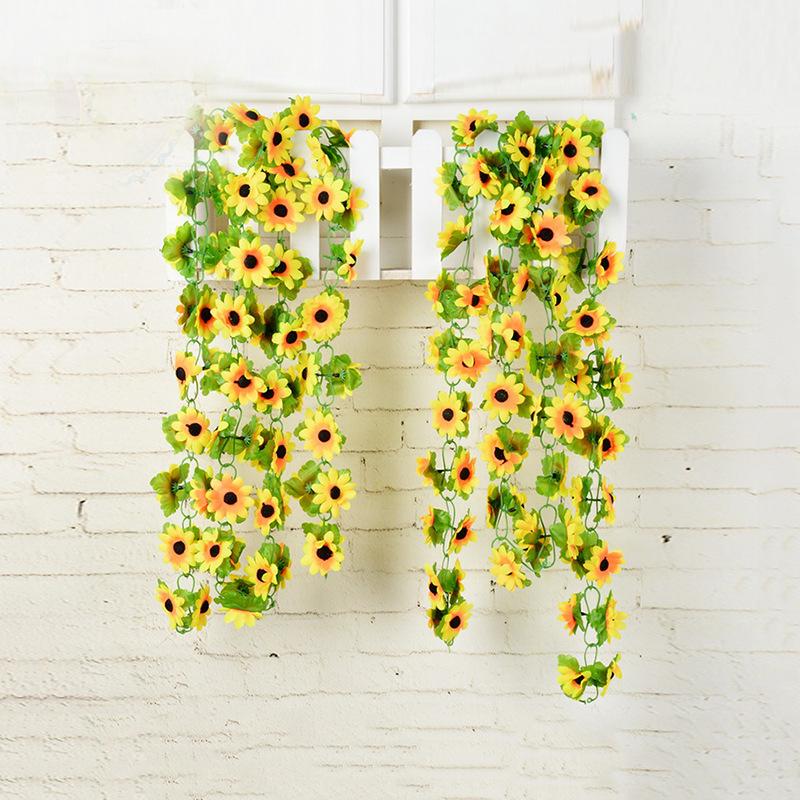 Buy 2.2M Home Decor Vitality Wall Hang Artificial Yellow Sunflower ...