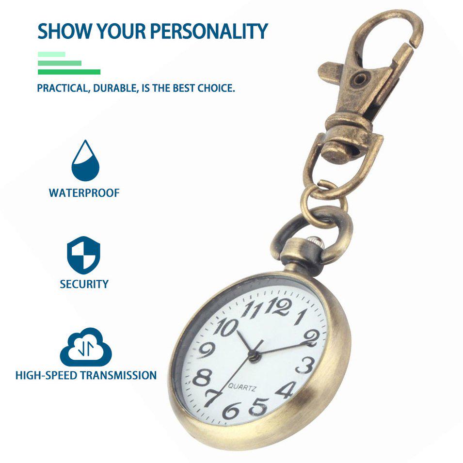 Buy Retro Bronze Quartz Movement Keychain Keyring Watch Pocket Watch ...