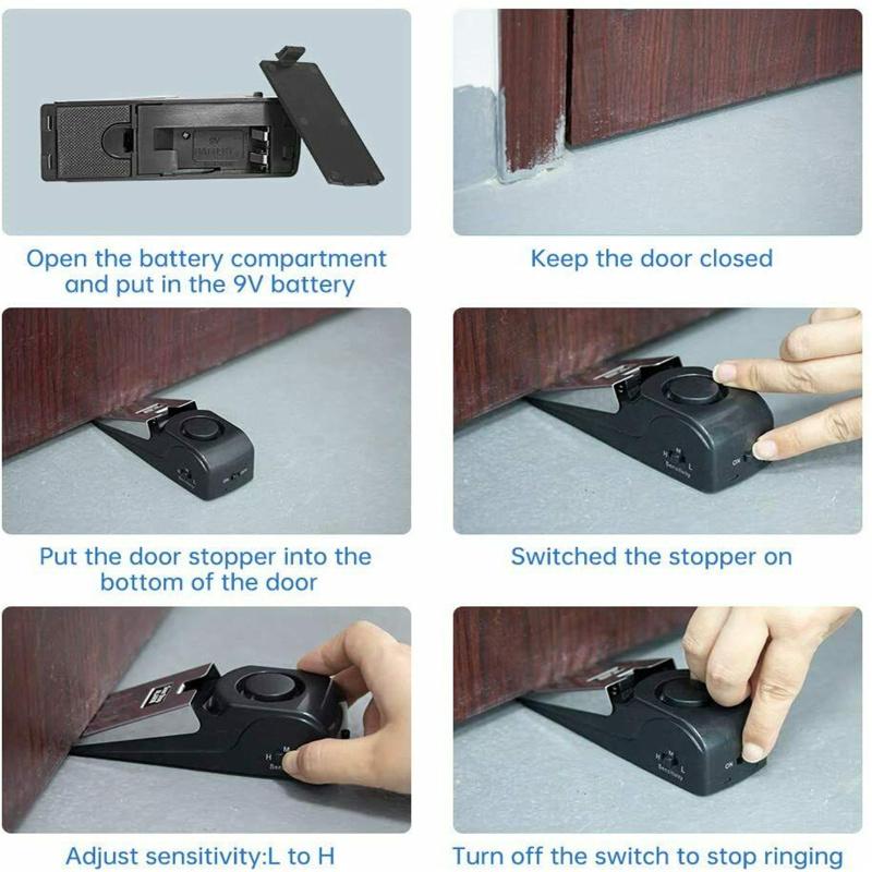 Cheap 9v Door Alarm Portable Wireless Non-slip Safety Wedge Alert Door ...