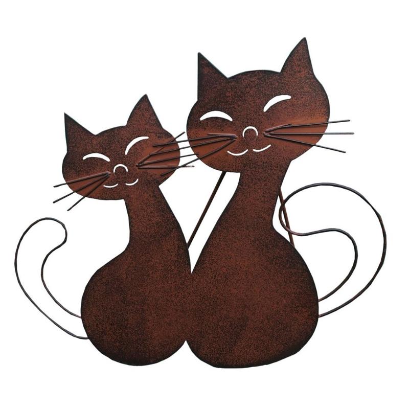 Buy Wrought Iron Vintage Rusty Two Cat Vintage Garden Ornaments ...