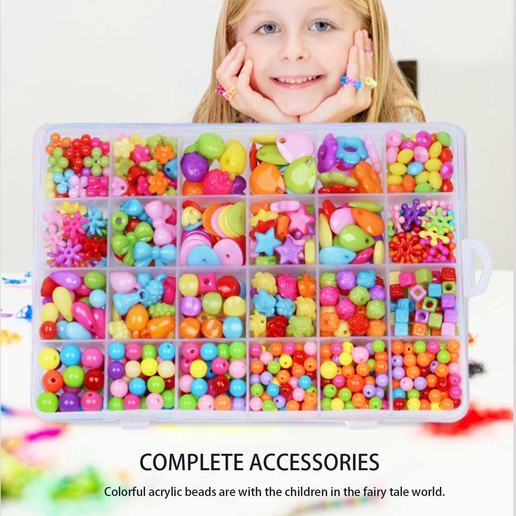 Buy Children Diy Bead Set 24 Different Shapes Colorful Beads Box at ...