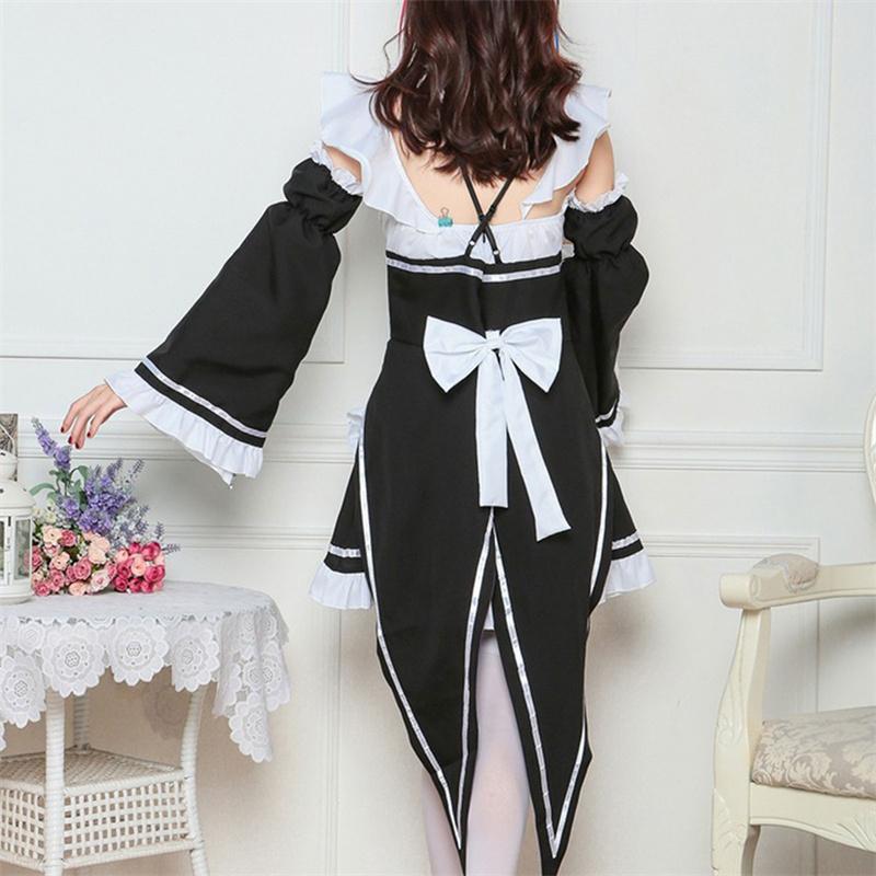 Buy Anime Cosplay Costume Ram/Rem Kawaii Sisters Maid Servant Outfit ...