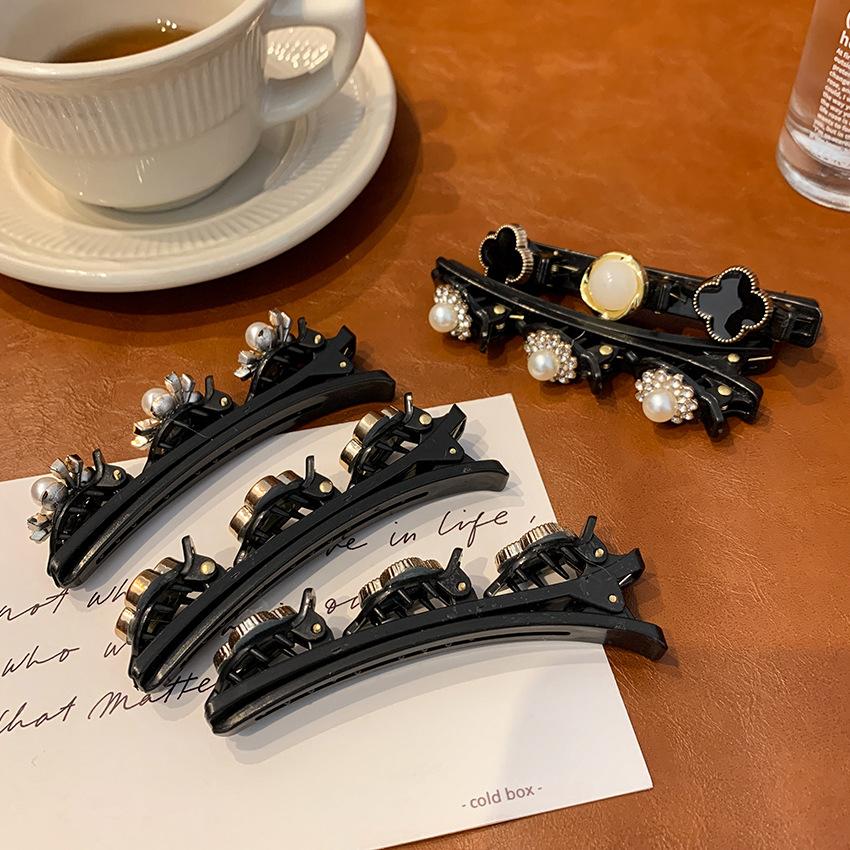 Buy Retro Hair Accessories Pearl Rhinestone Flower Hairpin Female ...