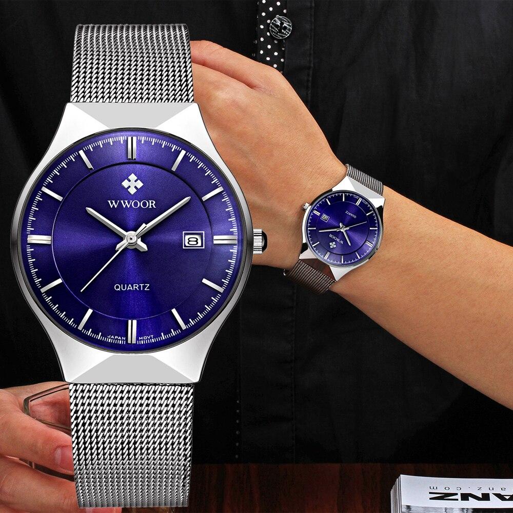 Buy WWOOR Mens Watches Ultra-thin Quartz Auto Date WristWatch Men ...