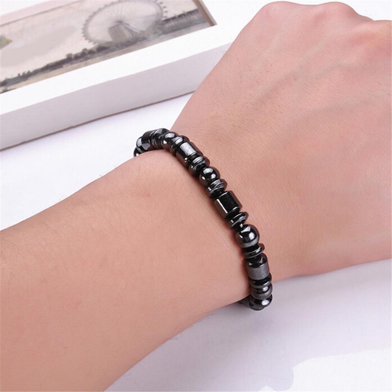 Buy Womans Concise Elastic Magnetic Bracelet Stringed Beads Hematite ...
