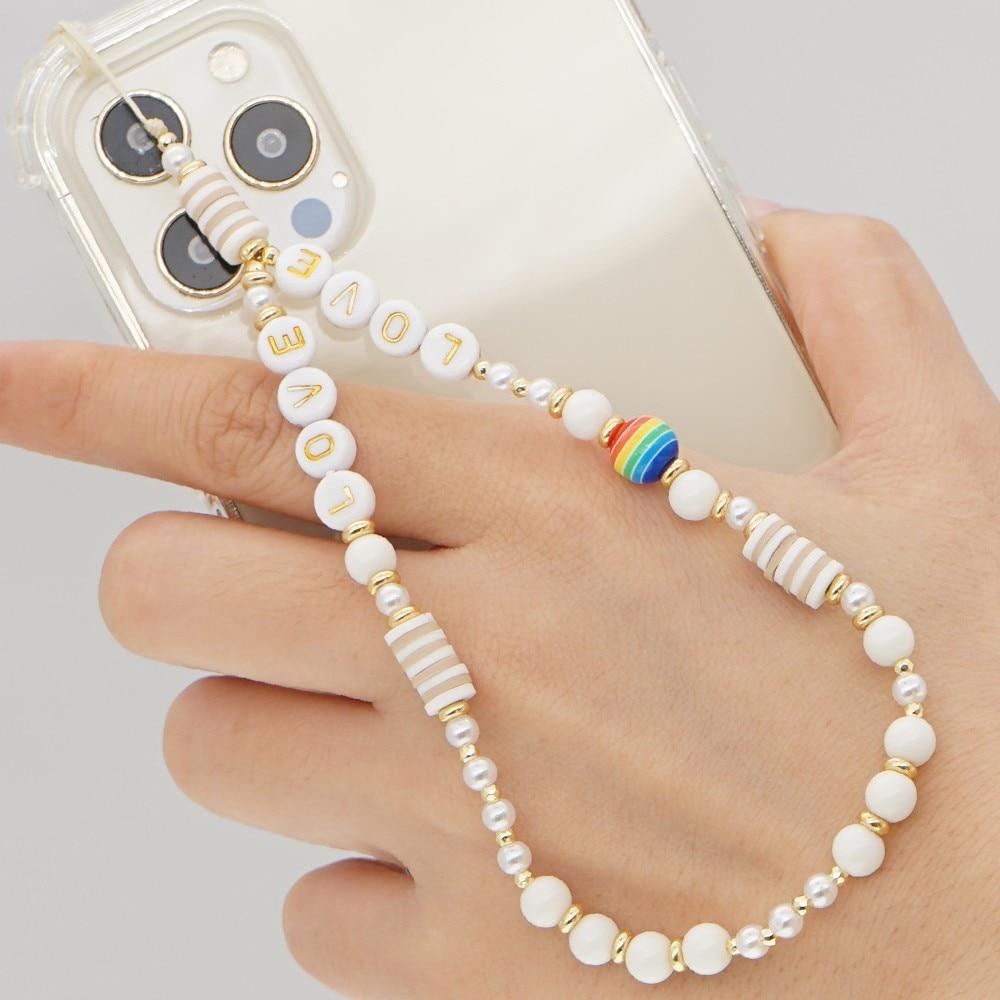 Buy Shinus Phone Chain Lanyard Beads Mobile Phone Heishi Disc Crystal ...