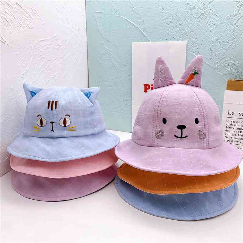 Buy Cartoon Cat Rabbit Baby Hat With Ears Summer Autumn Outdoor Cotton ...