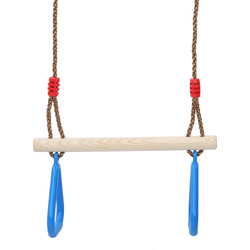 Children Adult Pull up Rings Wooden Stick Trapeze Swing Triangular Gym ...