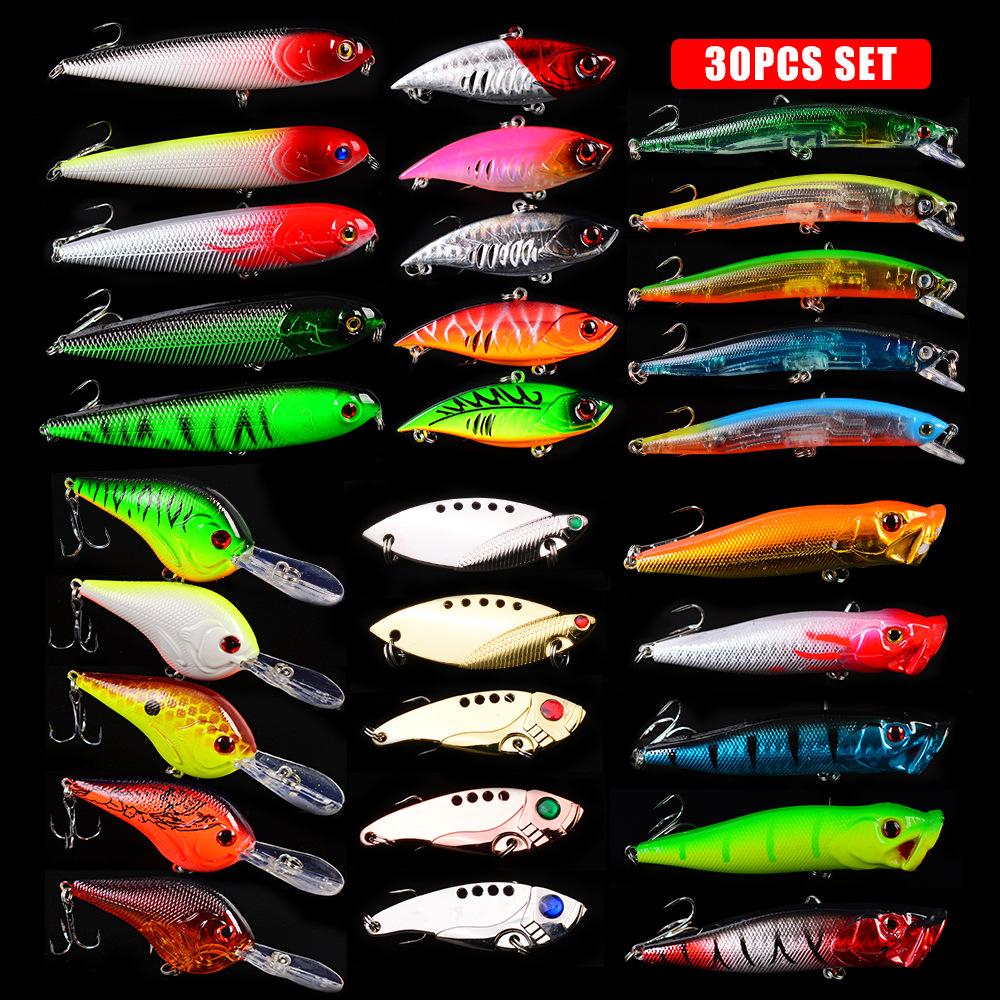 30PCS Fishing Lure Set Fishing Hard Bait Mini Minnow Floating Swing ...