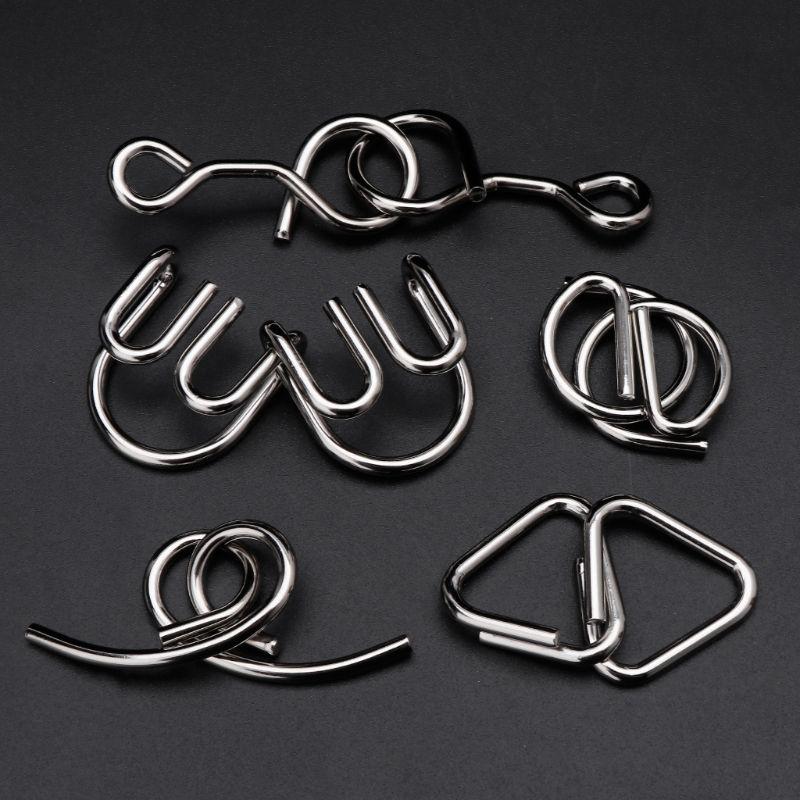 Buy 28pcs Metal Wire Puzzle Set Brain Teaser IQ Test Game Unlock ...