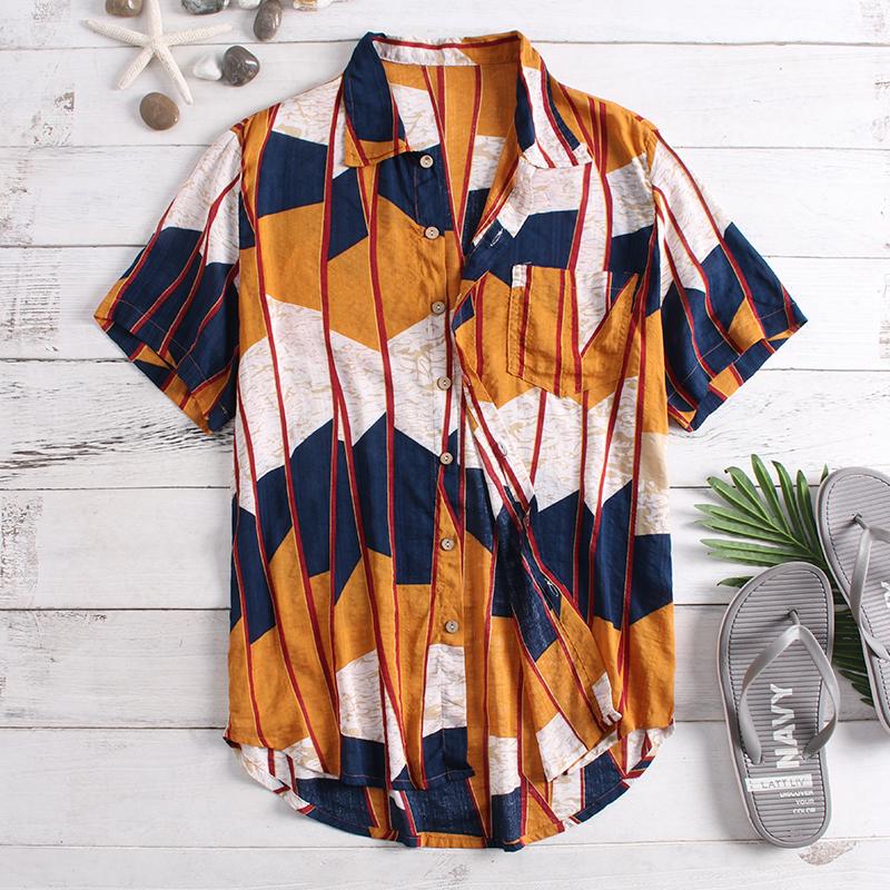Buy Hawaiian Summer Beach Men's Short Sleeve Shirt Button Open Shirt ...