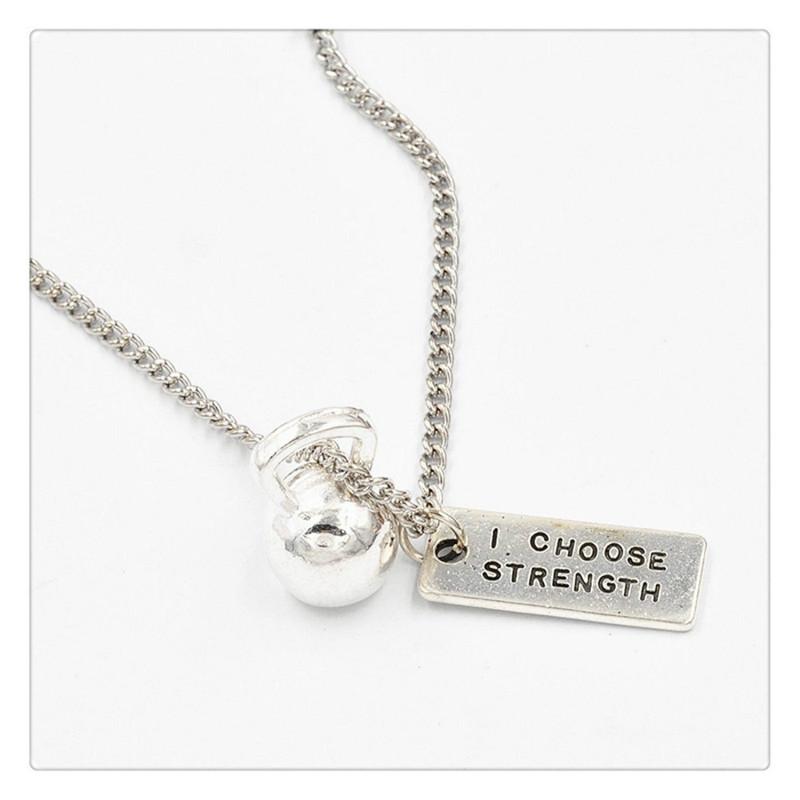 Buy I CHOOSE STRENGTH & KETTLEBELL Necklace - Jewelry Fitness Charm ...