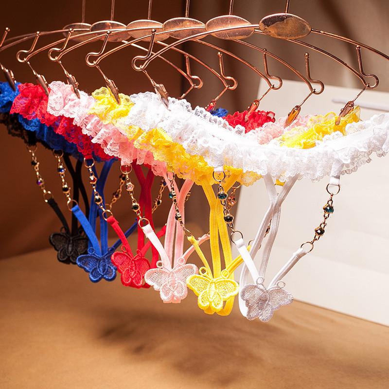 Buy Women Lace Open Crotch Panties Sexy Bandage Bead string Crotchless ...