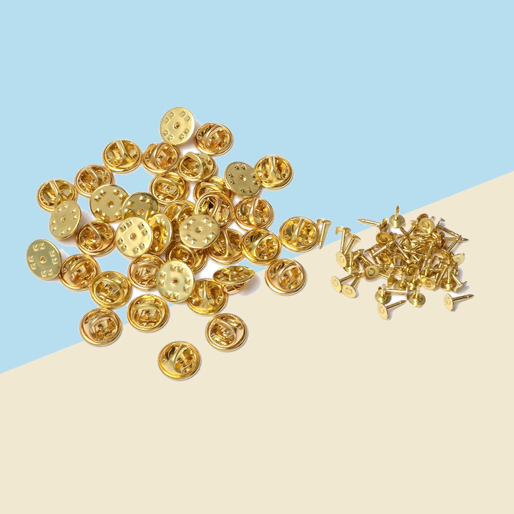 Buy 100 Sets Pin Backs with Tie Tacks Lapel Holder Brooch Clasps Lapel ...